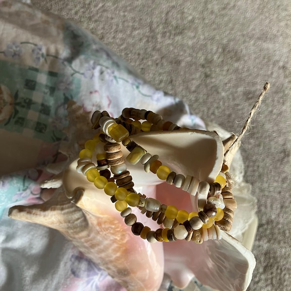 3 Sandy Beach Ocean Inspired Beach Bracelets, Beachy Coastal Bracelets ...