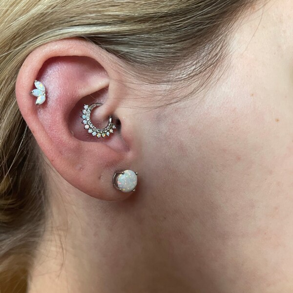 Genuine OPAL Crown Piercing (single) Triple Marquise Opal Piercing, 925 ...