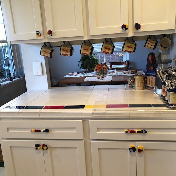 The Happy Knob, Bright Colorful Glass Cabinet Knobs, Primary Colors ...