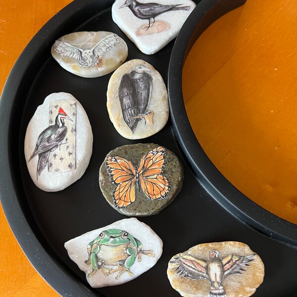 Hummingbird Stone, Bird Magic Pocket Stone, Original Art for Bird Lover ...