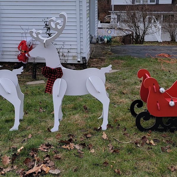 All-weather Large Reindeer + Red Sleigh Combo - Etsy