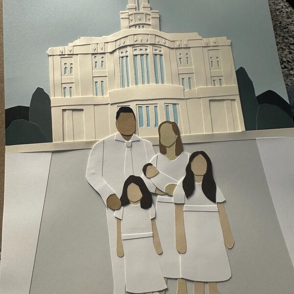 Faceless Family Portrait LDS Temple Watercolor - Etsy