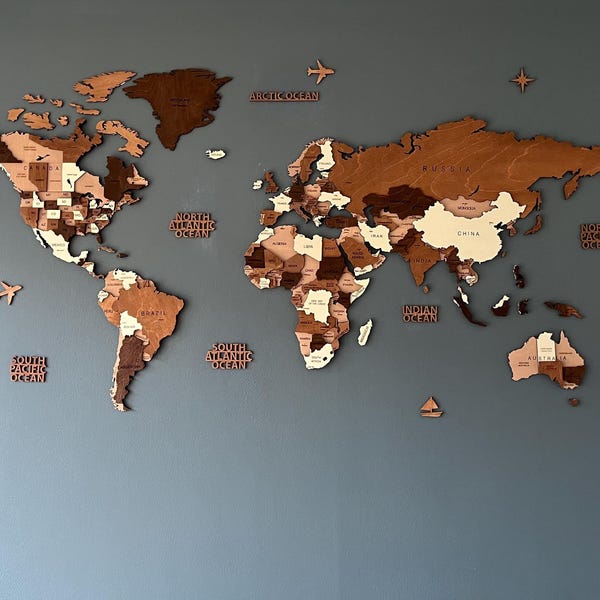 3D Cork World Map, Travel Pin Board, Push Pin Map, Wall Art World Map ...