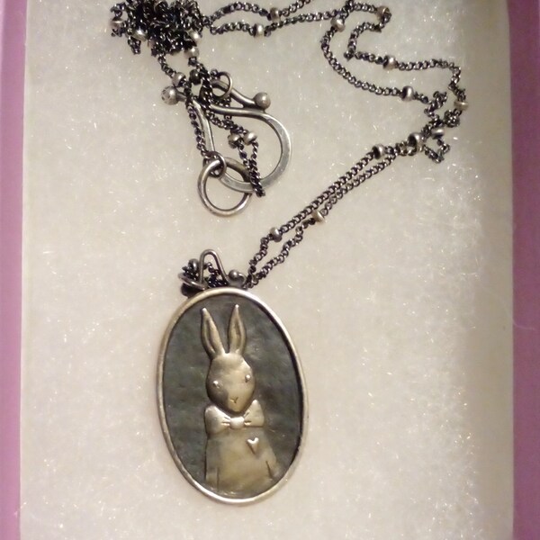 Sterling Silver Rabbit Heart Necklace - Etsy