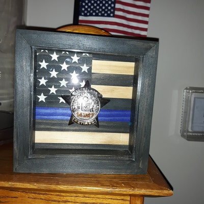 Thin Blue Line Badge Display Shadow Box - Etsy