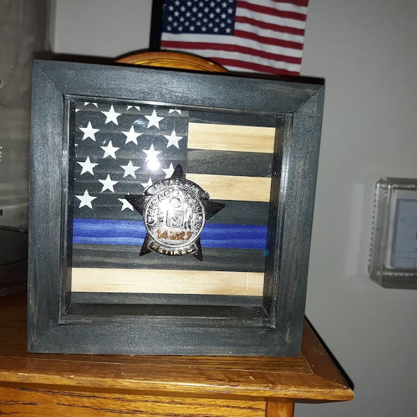 Thin Blue Line Badge Display Shadow Box - Etsy