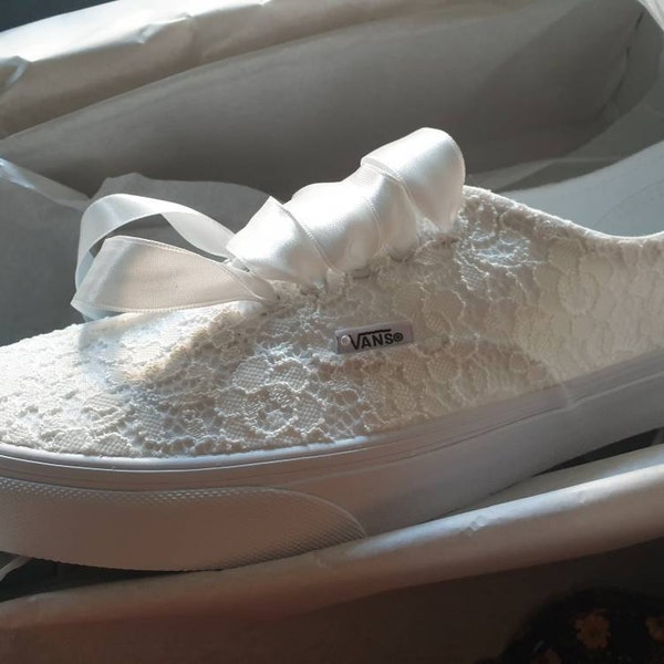 Custom Vans Bridal, Ivory Wedding Vans for Bride, Customized Vans ...