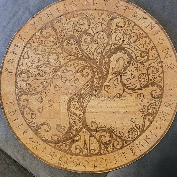 Rune Casting Board Norse Mythology Ratatoskr Viking Tree of Life Runic ...