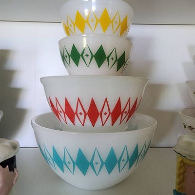 RARE Agee Crown Pyrex Turquoise Picket Fence Ramekins - Etsy