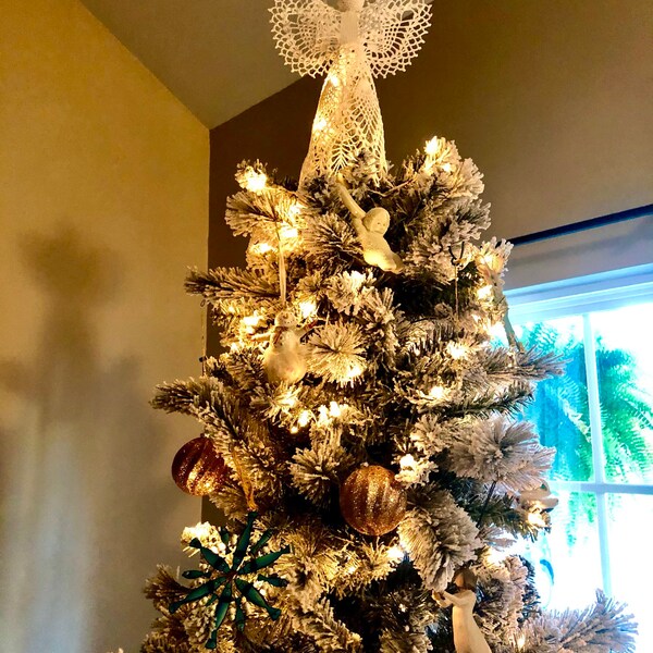 Large 12" Christmas Angel Tree Topper, Ornament, Décor, Gift; Bridal ...