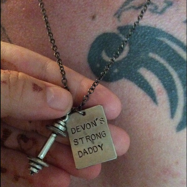 WORK IT OUT Barbell Necklace - Workout Necklace on Gunmetal Chain or ...