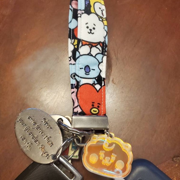 BTS Key Fob With Iridescent Charm BT21 Keychain Strap Choose Your Charm ...