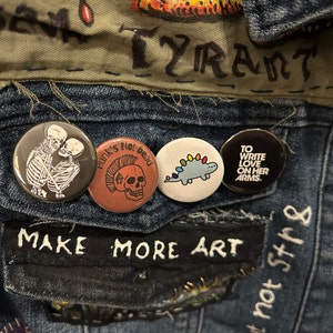 Punk Pins Pinback Punk Buttons Goth Pins Occult Bones Skeletons Bats ...