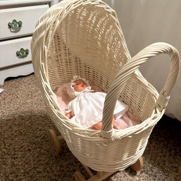 Wicker Baby Carriage, Doll Stroller, Doll Pram, Wicker Doll Stroller ...