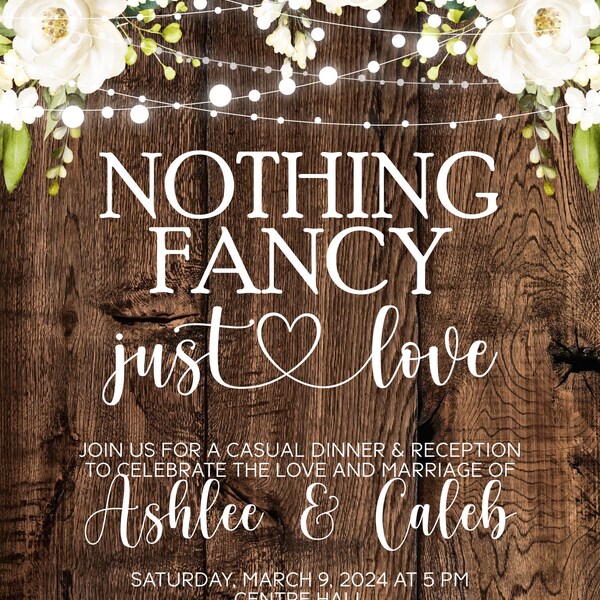 Editable Rustic Nothing Fancy Just Love Invitation Template | Rustic ...