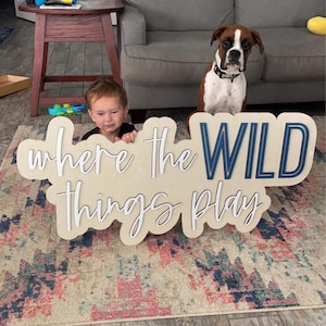 Where the Wild Things Play Sign, Wood Sign, Playroom Sign, Where the ...