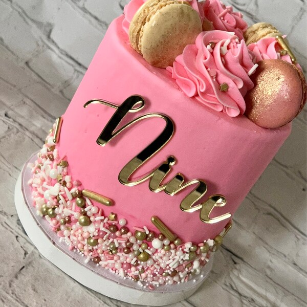 Cursive - Acrylic Custom Cake Name Tags, Cake Charms, Place Cards for ...