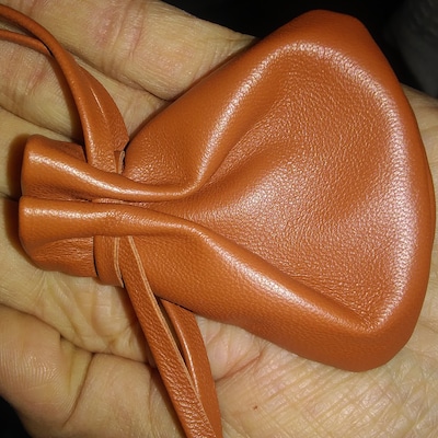 Leather Neck Pouch Bag, Brown Pouch Bag Necklace, Crystal Sack, Spirit ...