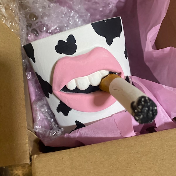 Quirky Weird Fun Clay Face Pot With Lips and Teeth Dentist Gift ...