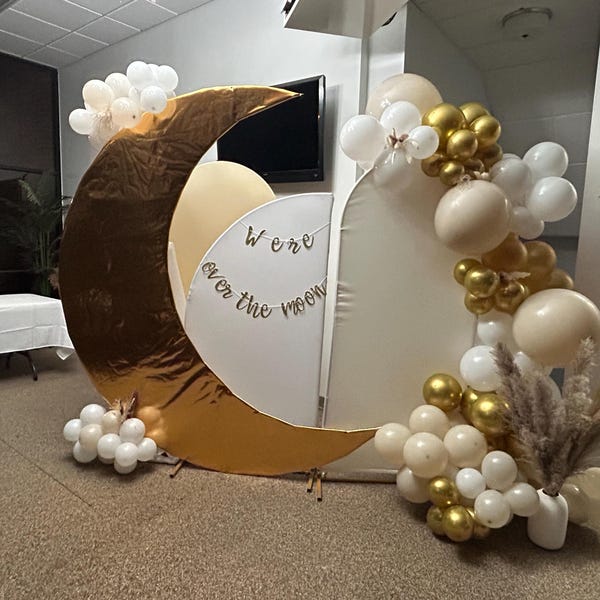 6ft Over the Moon and Clouds Template Backdrop Decorations With Stand ...
