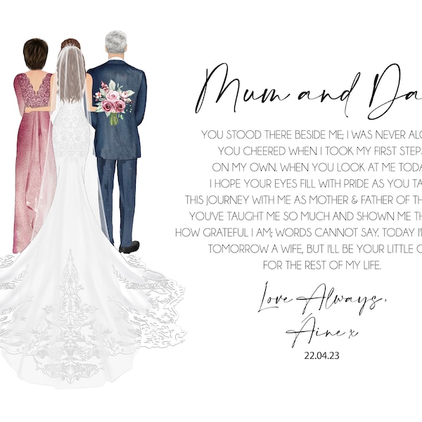 Parents of the Bride Print, Gift to Parents of the Bride, Wedding Poem ...