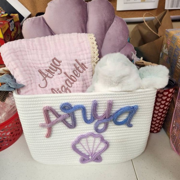 Personalized Name Basket (name Only) | Customized Rope Basket | Custom ...