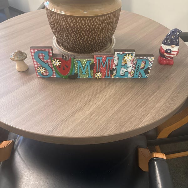 SUMMER Chunky Shelf Sitter Mantel Decor Standing Wood Sign Gift Summer ...