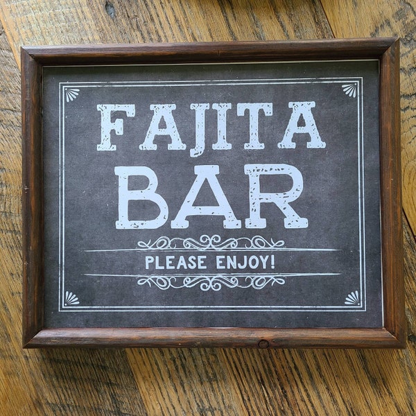 Instant 'FAJITA BAR Please Enjoy' Printable Sign Chalkboard Printable ...