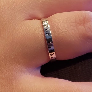 Name Date Ring Stacking Wedding Date Ring Birthdate Stackable Ring ...