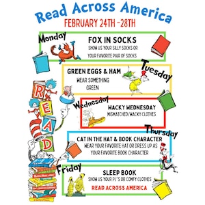 Read Across America Week 2025, School Spirit Week Schedule School Pto ...