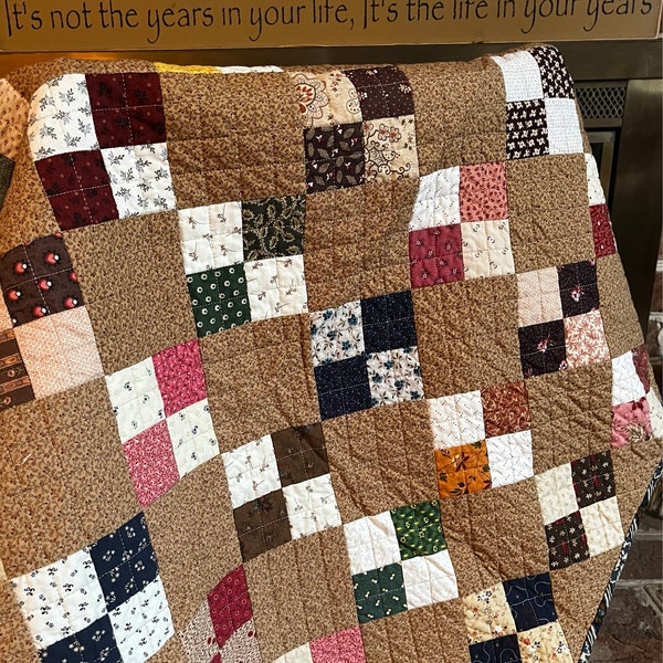 Autumn Log Cabin Homemade Quilt - Etsy