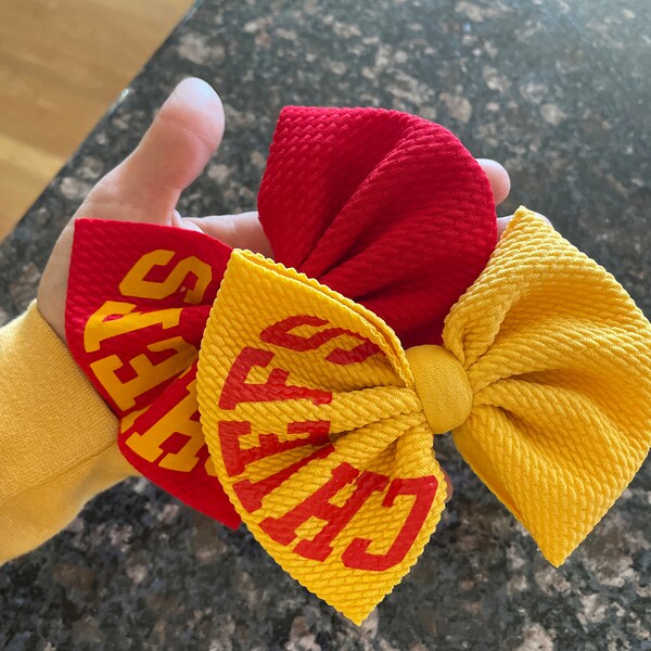 KC Chief Bows Kansas City Chiefs Clip or Nylon OR Custom NFL Team Bow ...