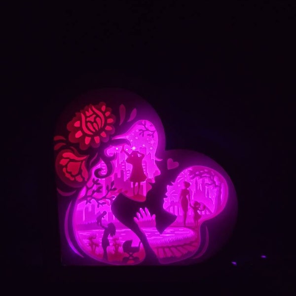 Love Mom Lantern SVG - Heart Lantern Paper Cut - DIY Paper Lantern ...