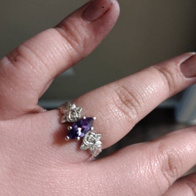 Emerald Cut Ruby Leaf Ring, Sterling Silver Ruby Ring, Gold Plated Ruby Ring, Gold Ruby Ring ...