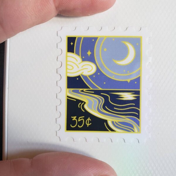 Serene Shore Postage Stamp Sticker // Ocean Sticker / Beach / Ocean ...