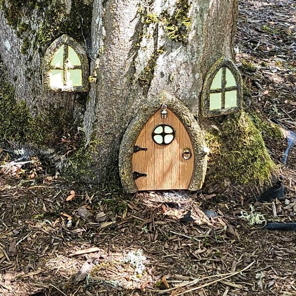 Fairy Door and Windows for Trees Glow in the Dark Outdoor Decor Fairy ...