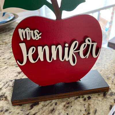 Personalized Apple Name Plate Teacher Name Plate Back to - Etsy