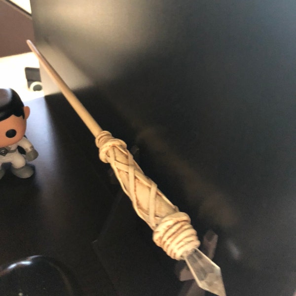 White Crystal Wizard Wand / Wood Magic Wand / Fantasy Wand ...