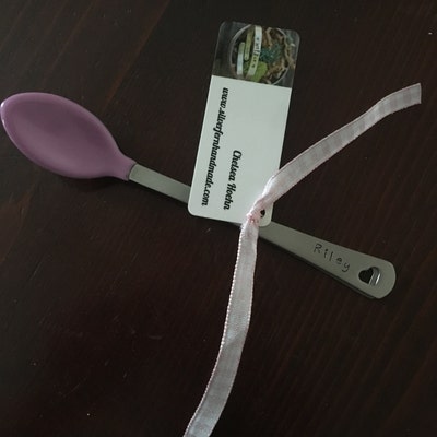 Hand Stamped Baby Spoons Satin Finish / Baby Name Silicone Spoon ...