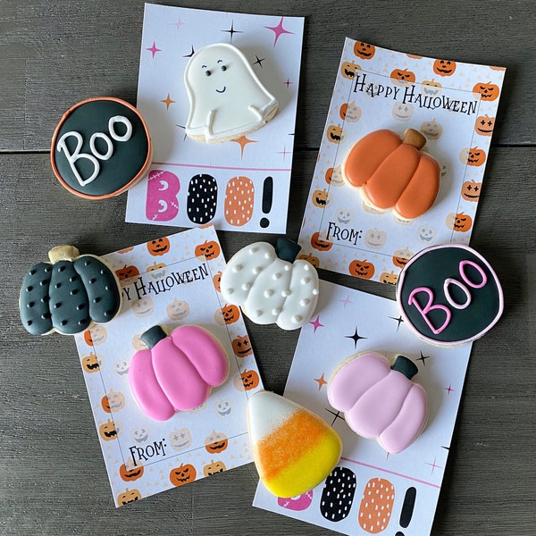 Printable Cookie Card Happy Halloween Pink Spiders - 3.5" X 5" Mini ...