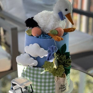 Astronaut Rocket Ship, Stars and Clouds in Outer Space Diaper Cake ...