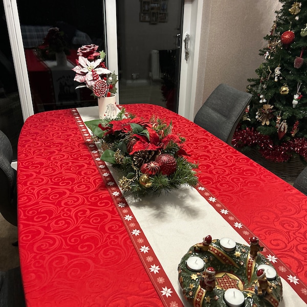 Pizzeria Chess Tablecloth – Rectangle - 100% Cotton - Red and White ...