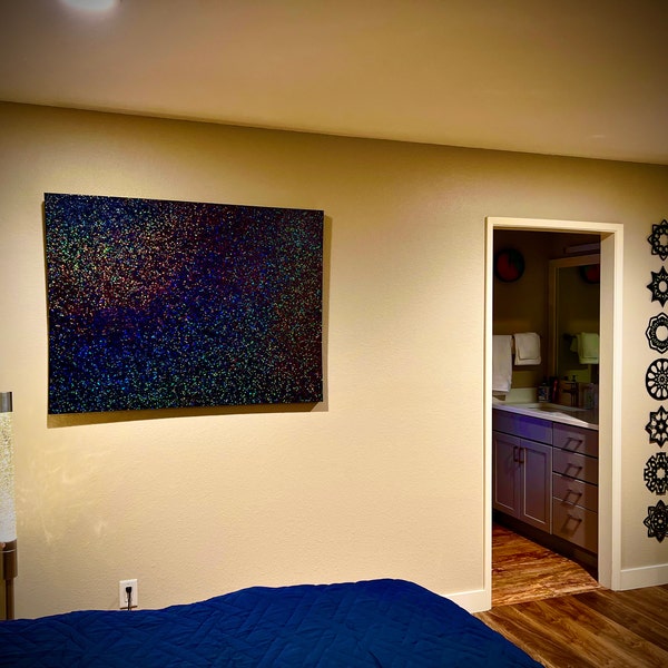 Pink Silver Glitter Painting, Pink Wall Art, Silver Decor, Shiny Wall ...