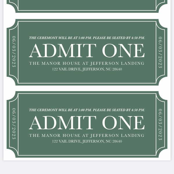 Wedding Guest Itinerary / Admit One Ticket - Etsy