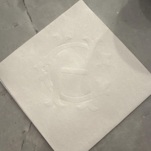 Embossed Napkins, Interlocking Monogram, Monogrammed Linen Like ...