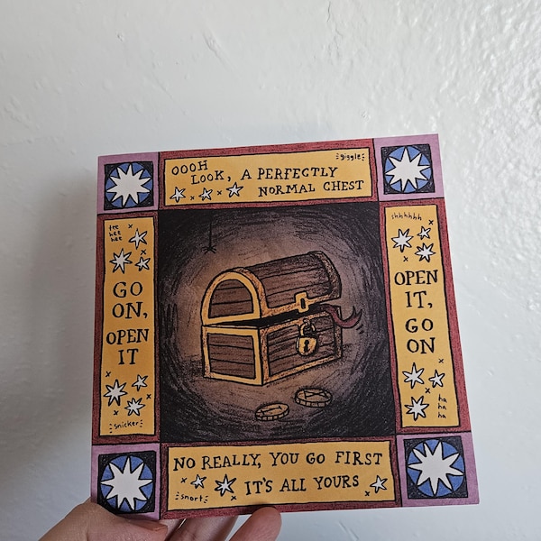 Mimic Chest Surprise Birthday Card, Funny Fantasy Themed Card Perfect ...