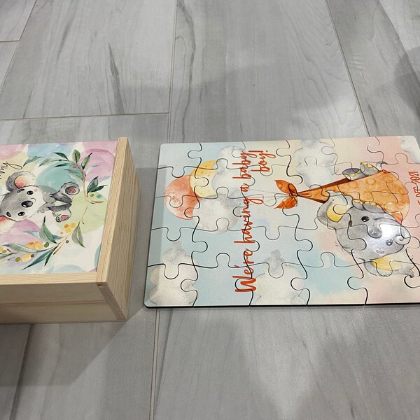 Elephant | Gender Neutrals | 30 Piece Wood Puzzle | A4 | Pregnancy ...