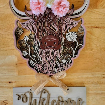 Multilayer Highland Cow Laser Cut File Layered Highland Cow Layered ...