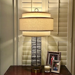 3-tier 18 Hardback Lamp Shade in Off-white Muslin Fabric With Edge ...