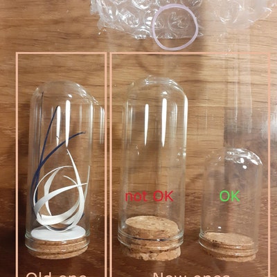 10pcs Mini Dome Glass Jar, 70x28mm, Dome Jar, Cloche Dome, Cork, Glass ...